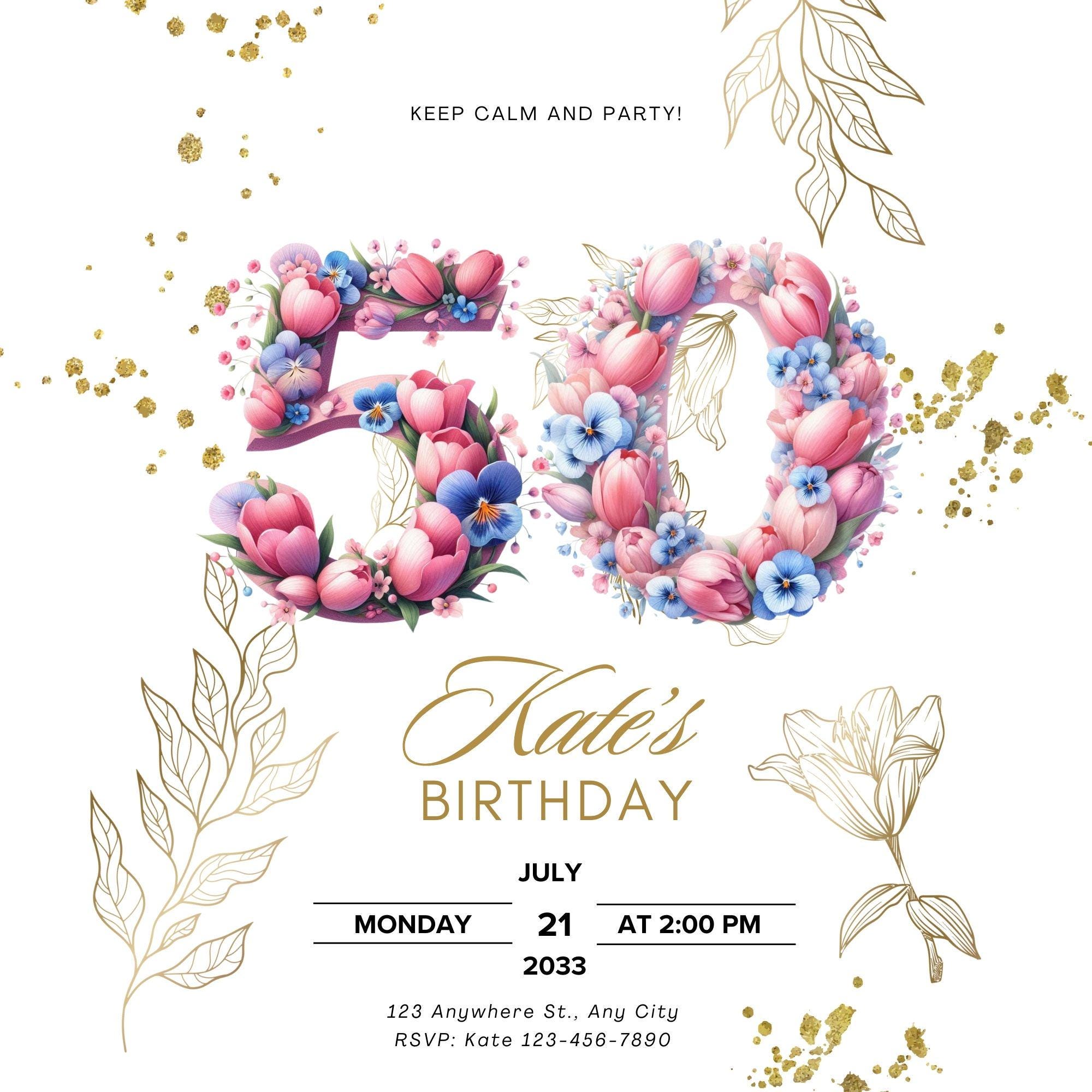 Pink Floral Numbers Clipart, Garden Flowers Table Numbers, Watercolor ...