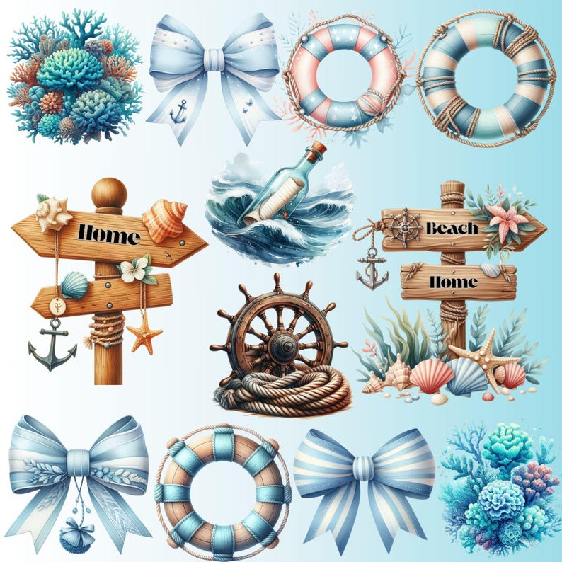 Nautical Teddy Bear Clipart, Watercolor Coastal Clipart, Cute Sailor ...