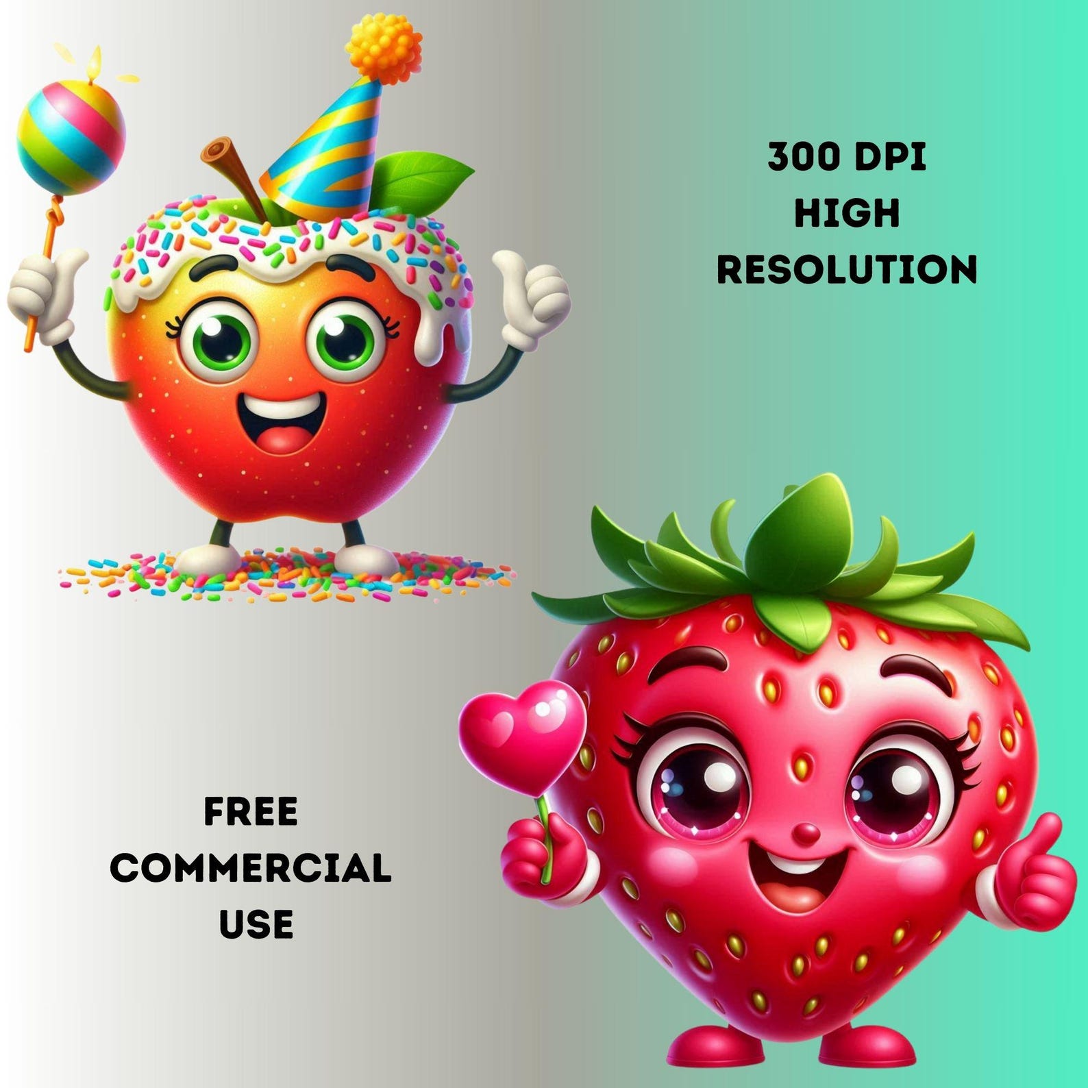 Funny Fruity Faces Clipart, Summer Funny Fruit Clipart, Summer Clipart ...