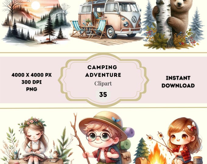 Camping Clipart Set. Travel and Outdoors Activities, Camping Gear and ...