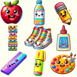 Back to School Supplies Clipart, School Supply Clipart, Cute School ...