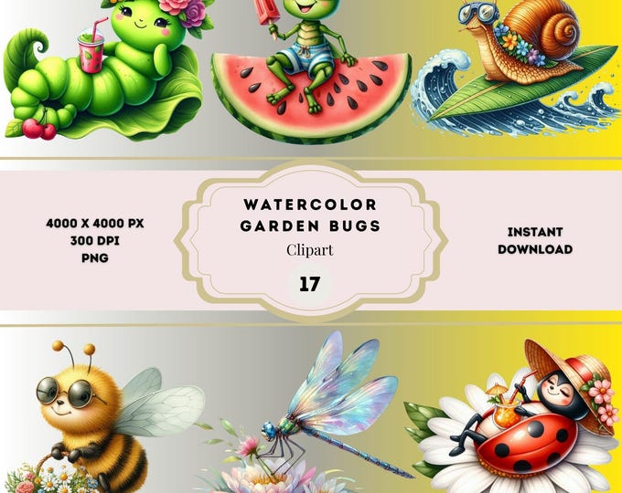 Whimsy Garden Bug Girls, Garden Clipart, Cute Bug Clipart, Whimsical ...
