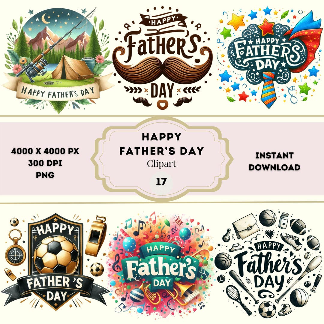Happy Father's Day Clipart, Happy Fathers Day Bundle, High Quality ...