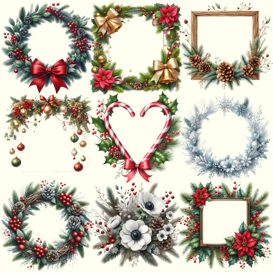 Christmas Frame Clipart, Christmas Card Clipart, Christmas Border ...