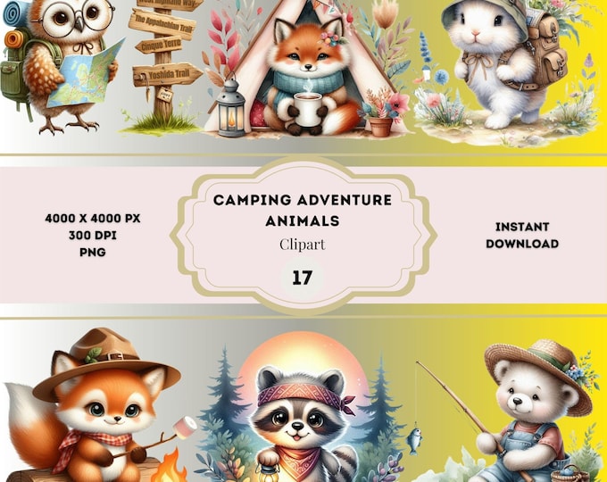 Camping Clipart Set. Travel and Outdoors Activities, Camping Gear and ...