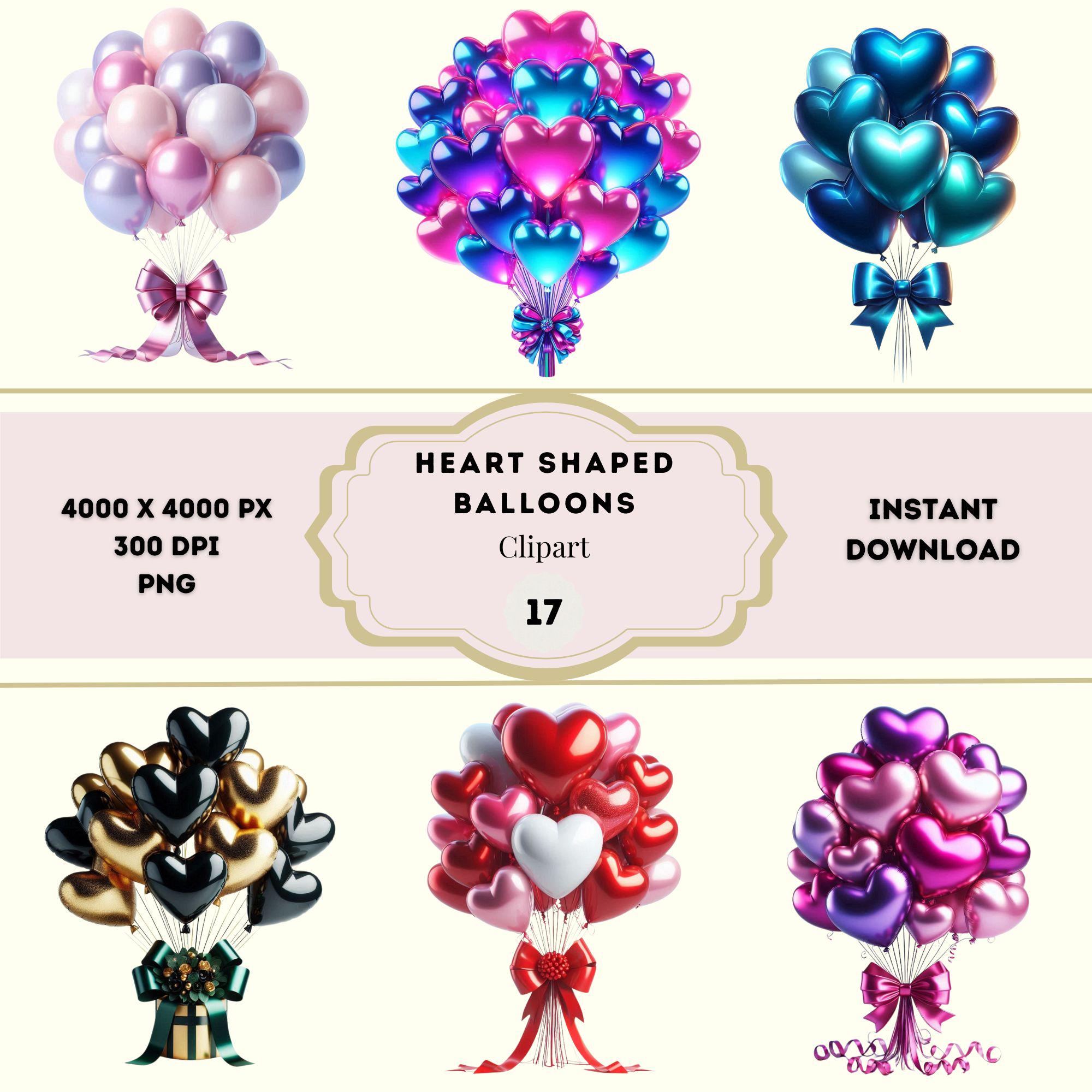 Heart Shaped Balloons Clipart, Valentin Days Clipart, Love Balloons ...