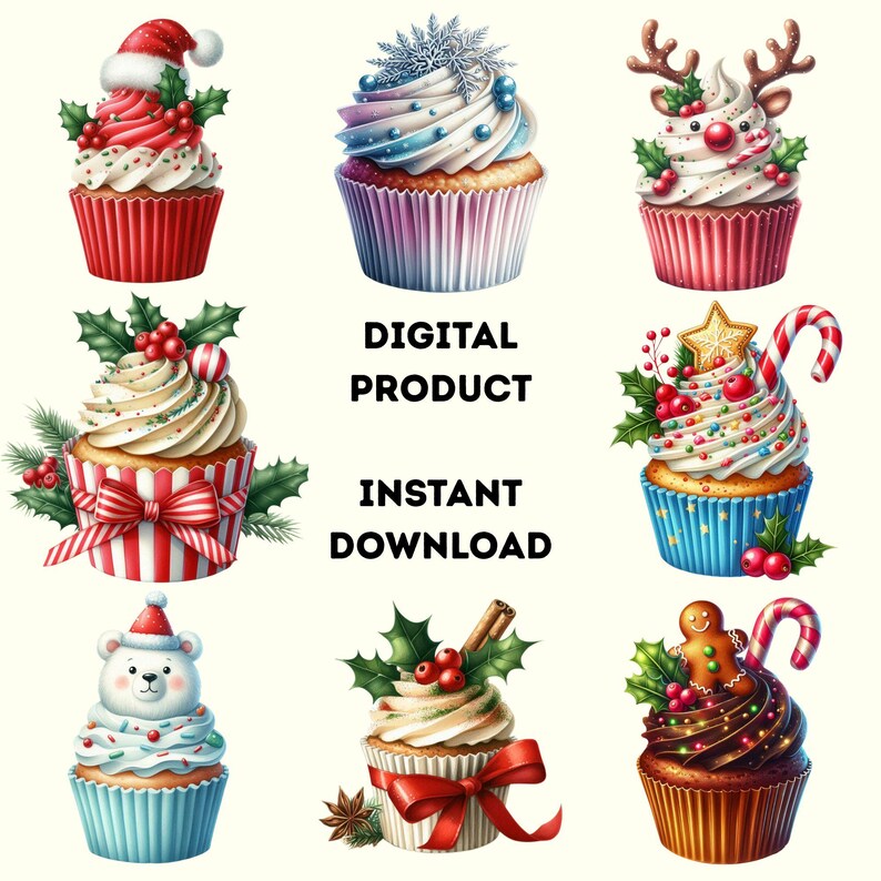Christmas Cupcakes Clipart, Christmas Cupcakes PNG, Christmas Cookies ...