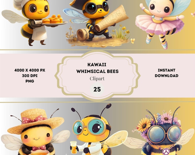 Cute Bee Clip Art, Smiling PNG Bundle, Honey Bee Art, Busy Bees SVG ...