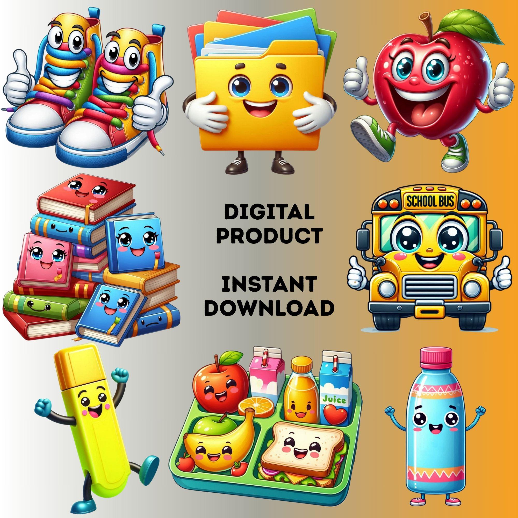 Back to School Supplies Clipart, School Supply Clipart, Cute School ...
