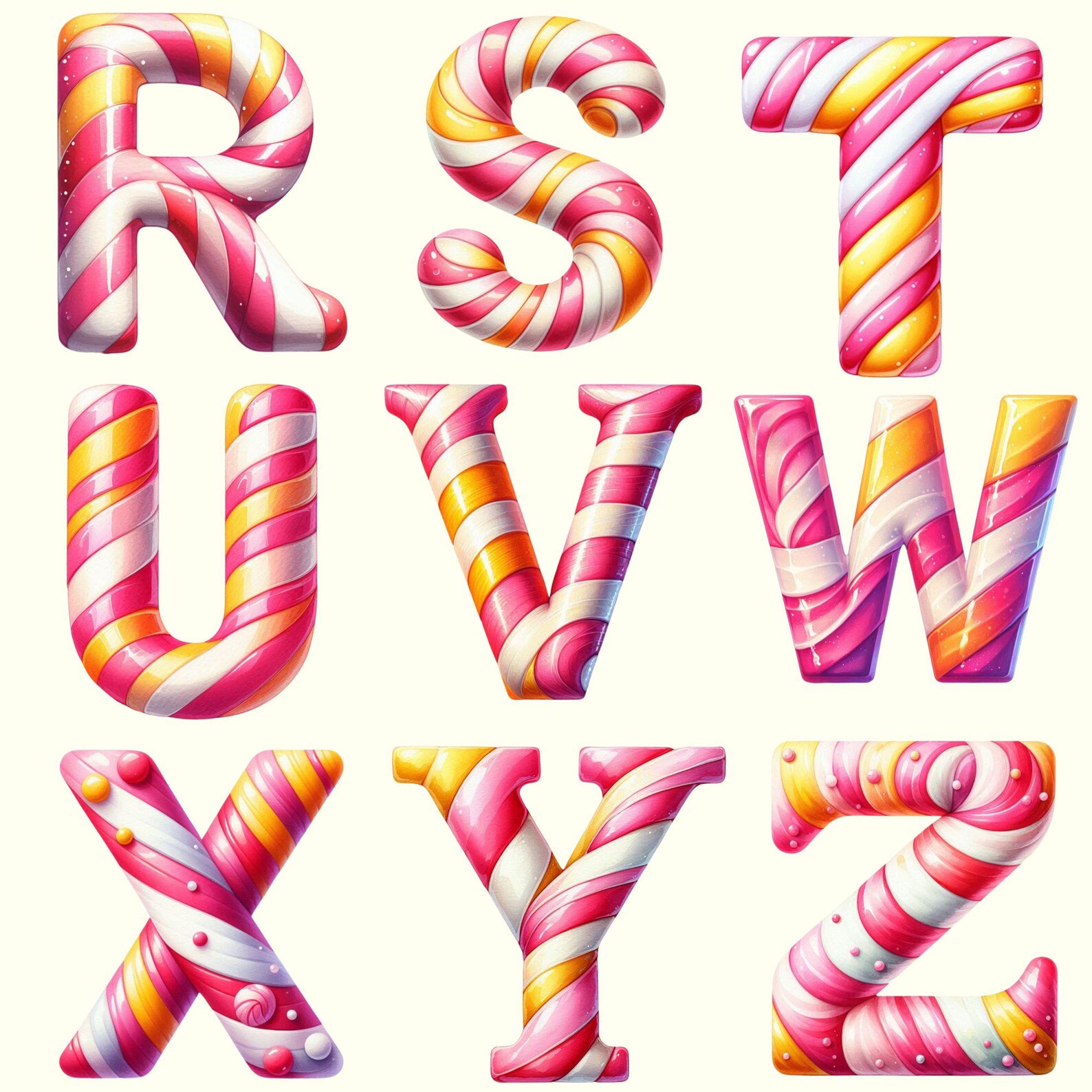 Pink Candy Alphabet Clipart, Birthday Candy Alphabet, Candyland Letters ...