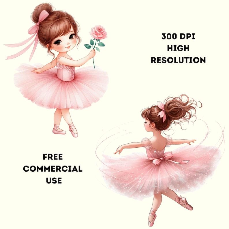 Little Ballerina Clipart, Tutu Graphics, Ballet Dancer Clipart, Pink ...