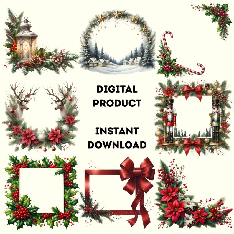 Christmas Frame Clipart, Christmas Card Clipart, Christmas Border ...