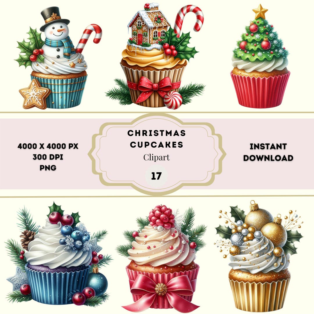 Christmas Cupcakes Clipart, Christmas Cupcakes PNG, Christmas Cookies ...