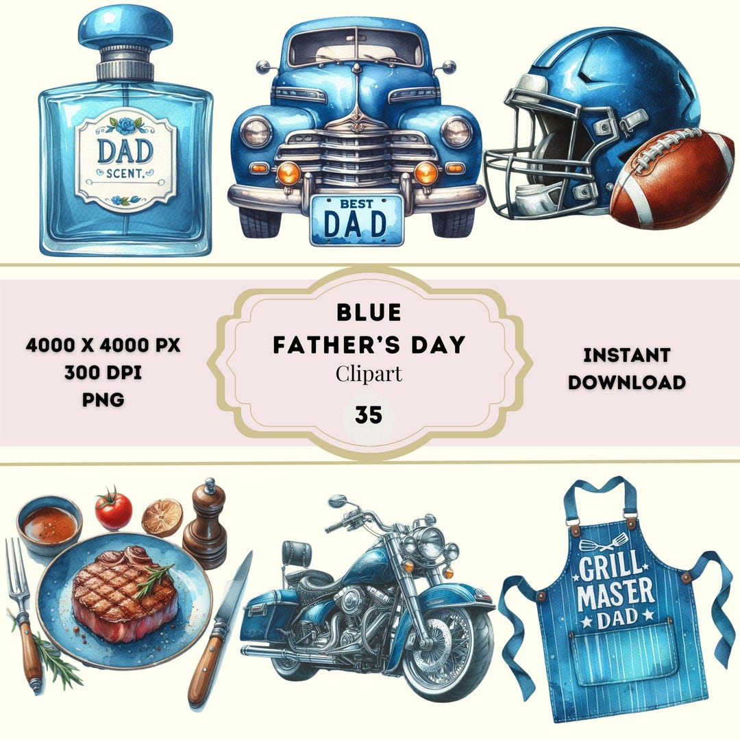 Father's Day Watercolor Clipart, Happy Fathers Day Bundle, High Quality ...