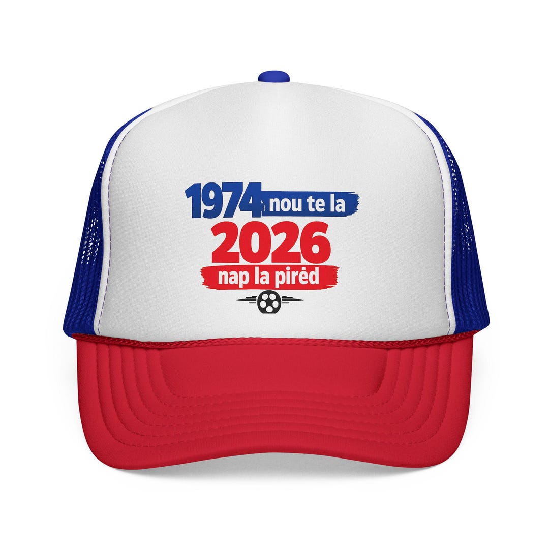 1974 Nou Te La 2026 Nap La Prèd Trucker Cap | Red White Blue Political ...