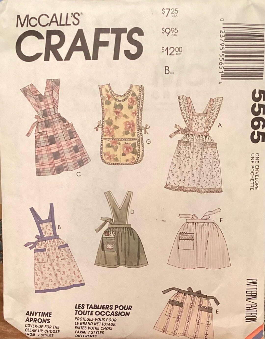 Mccall’s Craft Apron Pattern, Mccalls Pattern 5565, Mccall’s Un-cut ...