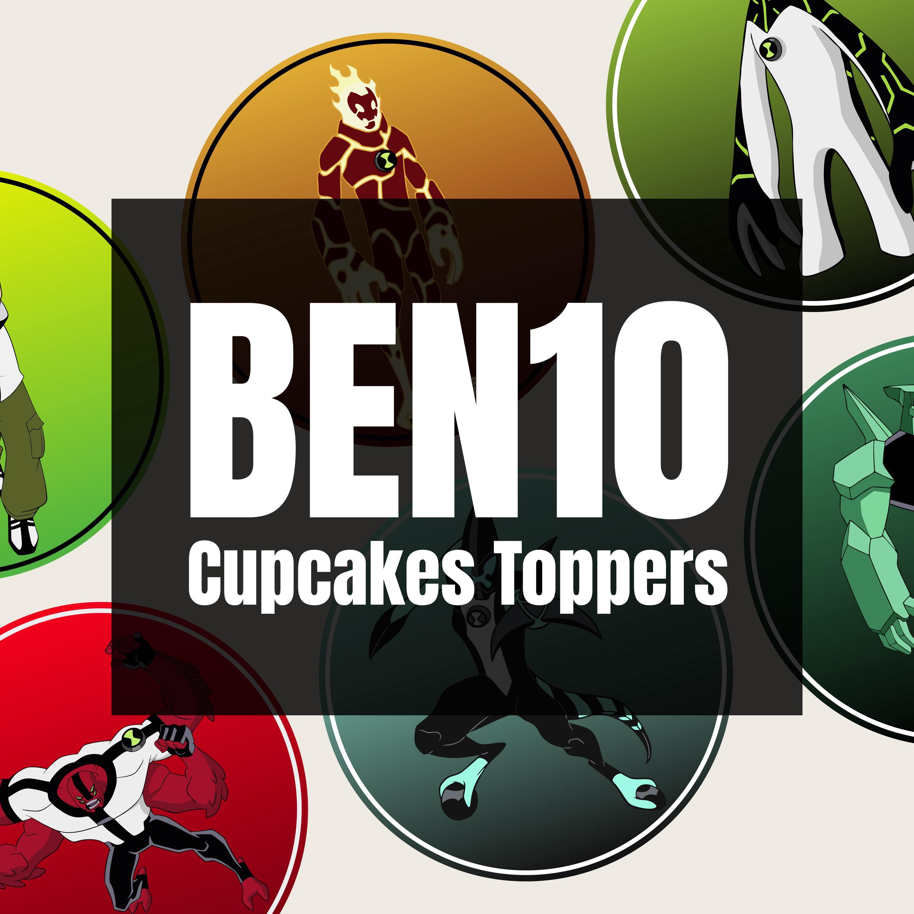 Ben 10 Cupcake Toppers | 2x2” Printable | AI, PDF & PNG Files ...