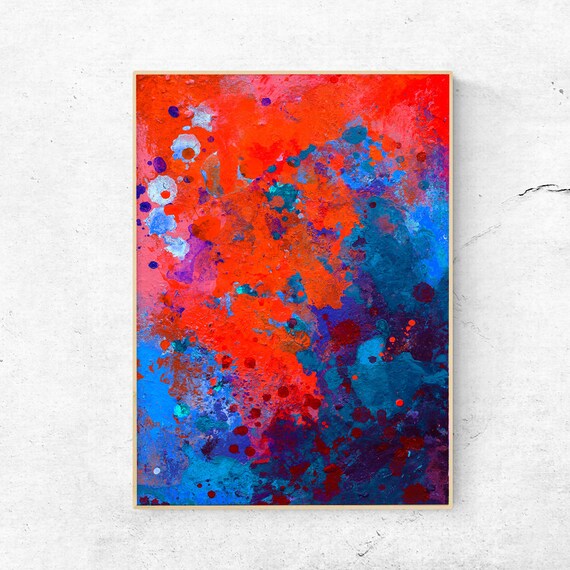 Instant Downloadable Abstract Red and Blue Poster Printable | Etsy