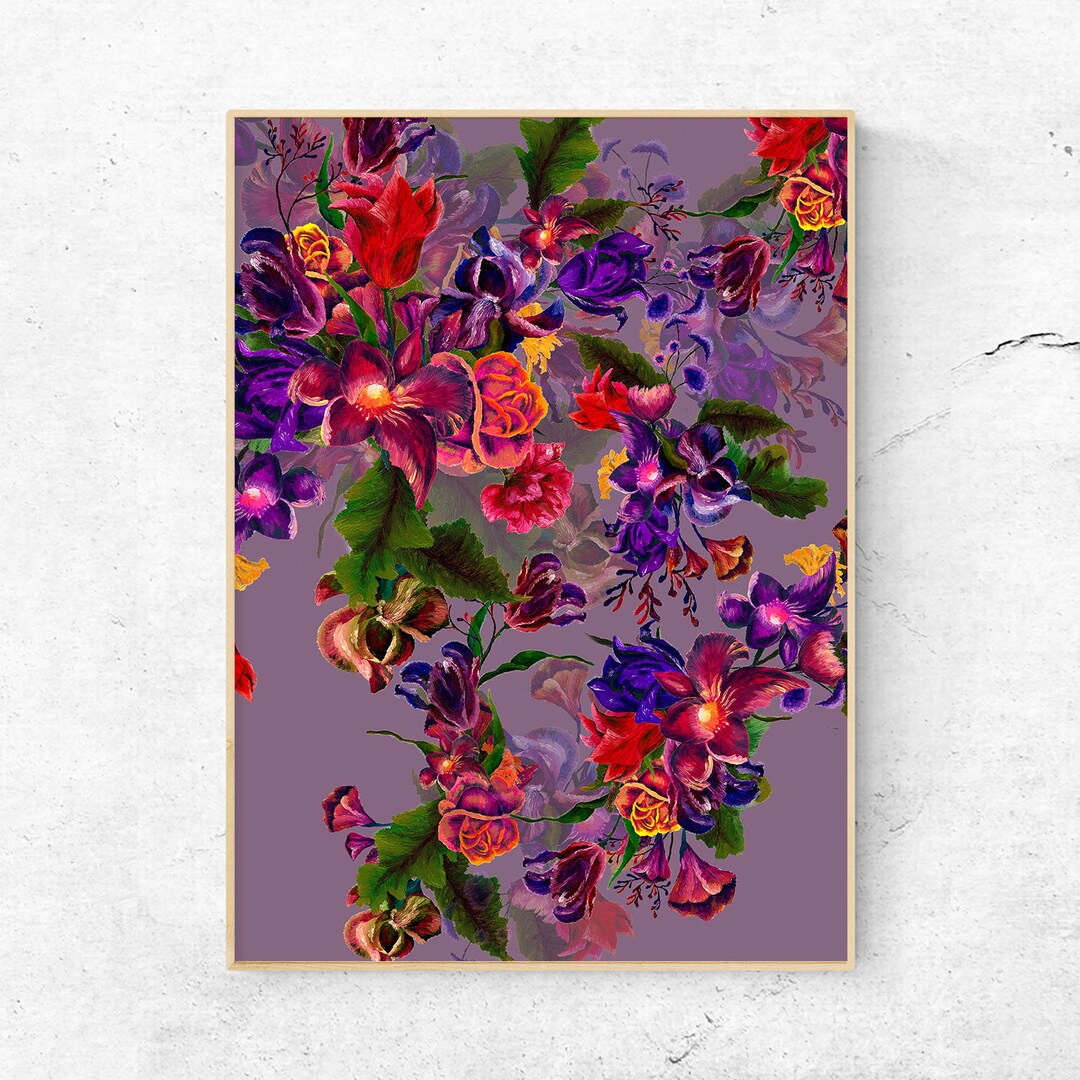 Autumn Flower Print, Digital Download Art, Colorful Printable ...