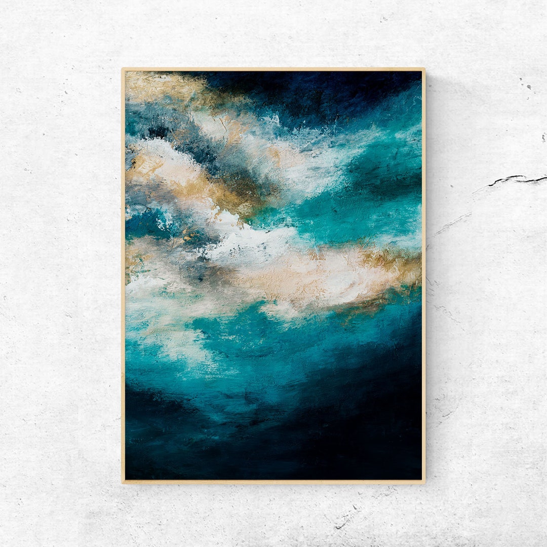 Classical Sky Clouds Painting, Blue Skies, Abstract Art, Wall Decor ...