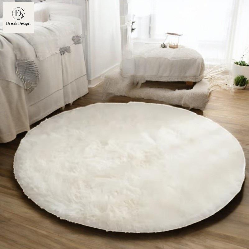 Ultra Soft Round Plush Rug – White Fuzzy Carpet for Bedroom, Living ...