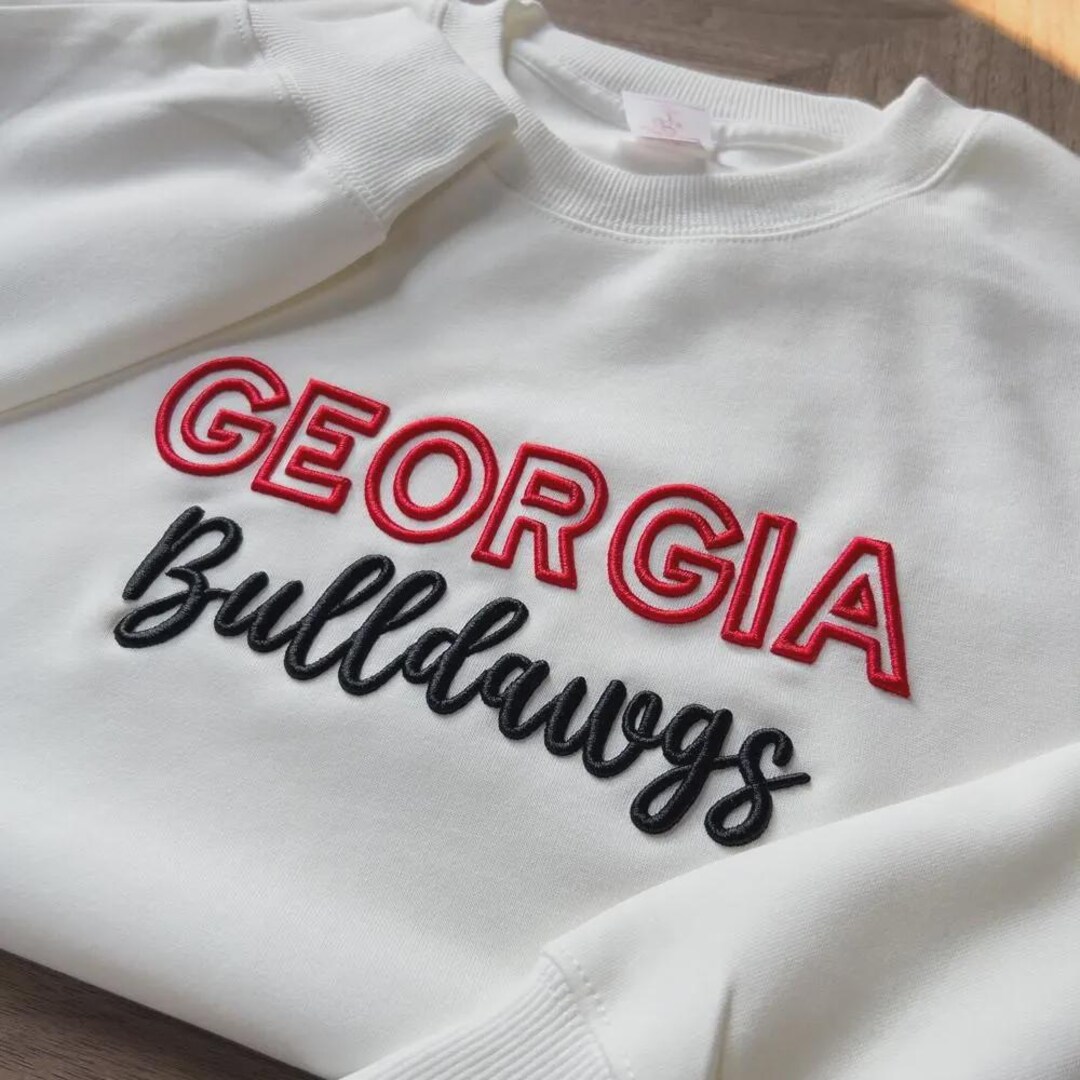 Custom 3D Puff Embroidery Georgia Sweatshirt – 3D Team Logo, School ...