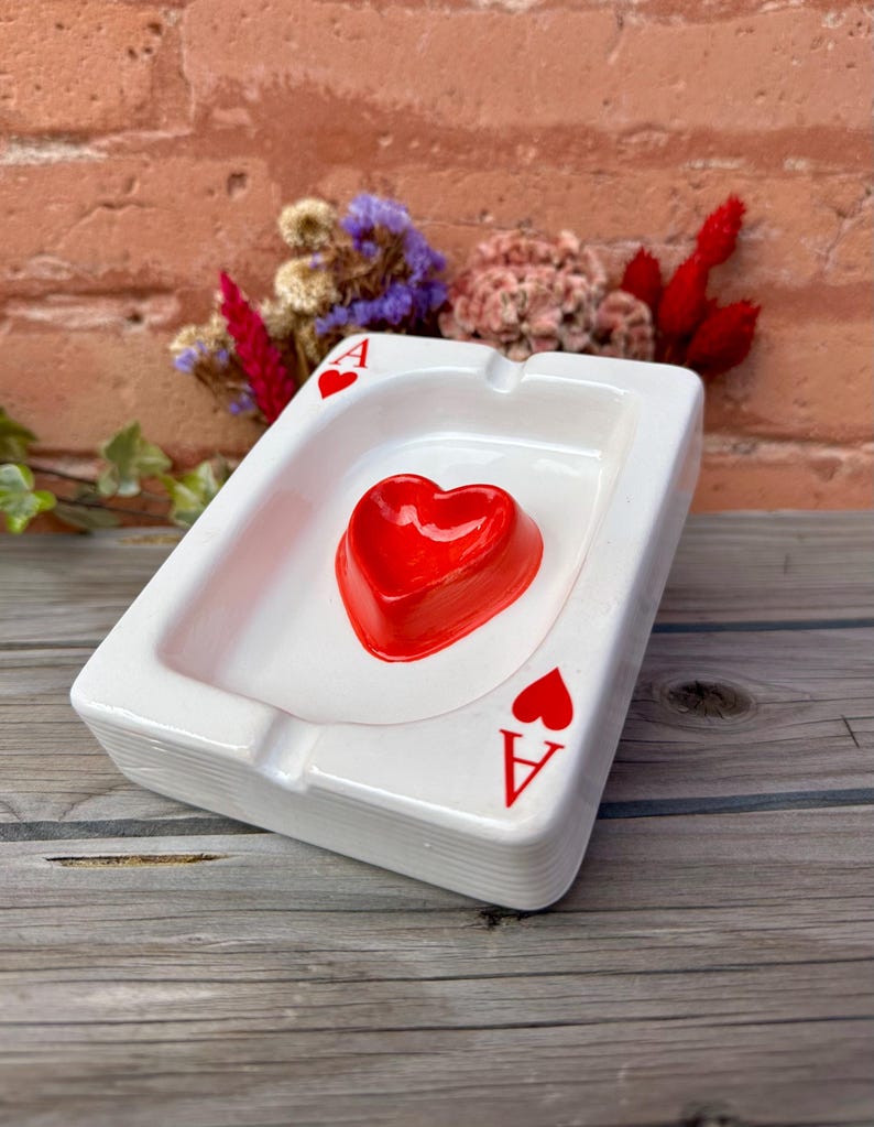 Vintage Poker Card Ceramic Ashtray: Elegant Decor for Card Lovers - Etsy
