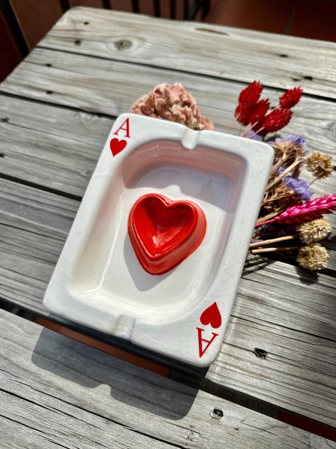 Ceramic Ashtray Playing Card Poker Ash Tray Gamble Gift Novelty Holder ...