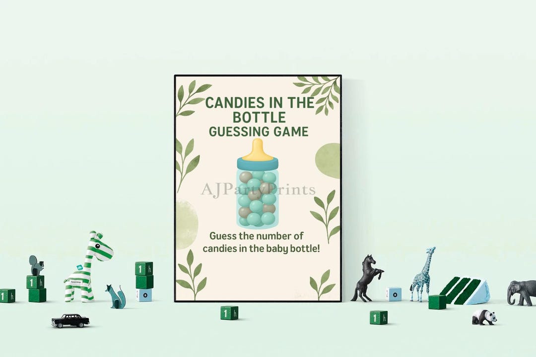 Baby Shower Candy Bottle Guessing Game - Sign and Slips - Gender ...