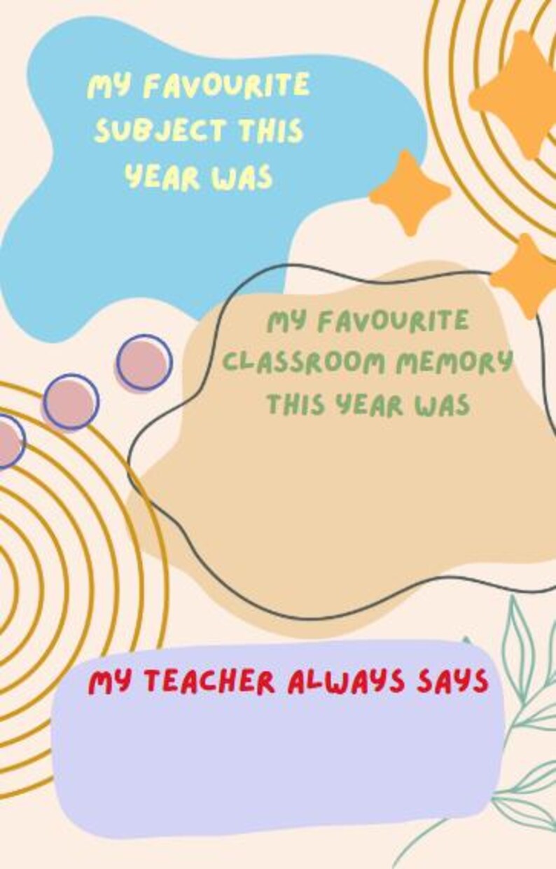 End of Year Teacher Gift Printable - All About My Teacher Worksheet PDF ...