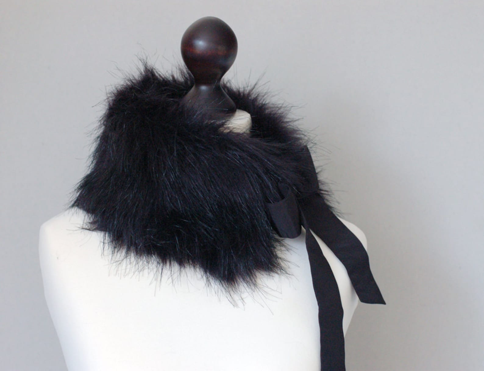 Black Faux Fur Collar. Fur Neck Warmer. Womens Fur Collar. Buy Faux Fur ...