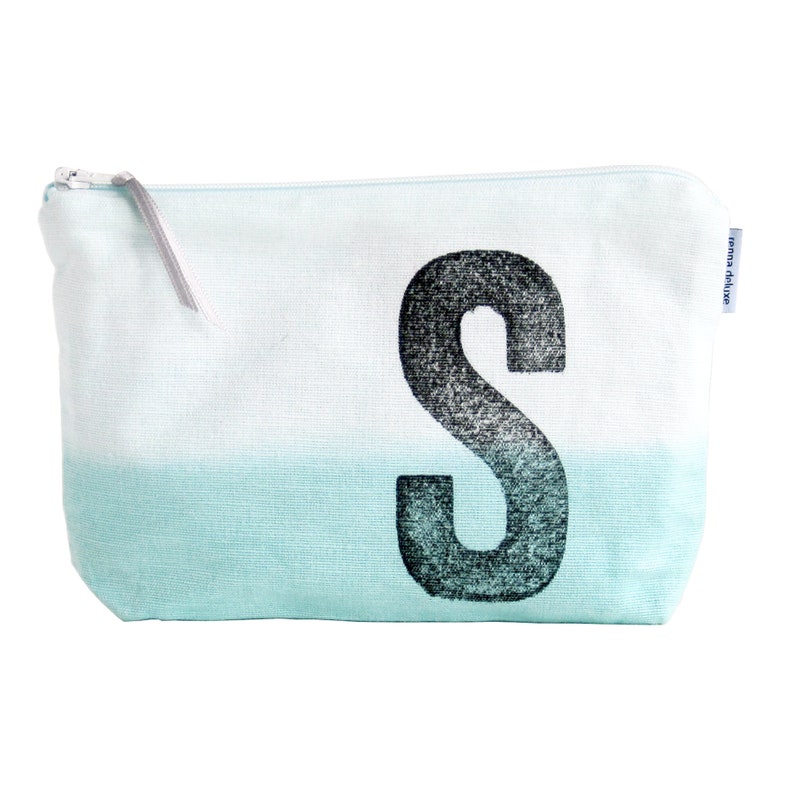 Personalized Wash Bag Makeup Bag With Monogram Dip Dyed Initial Stamped ...