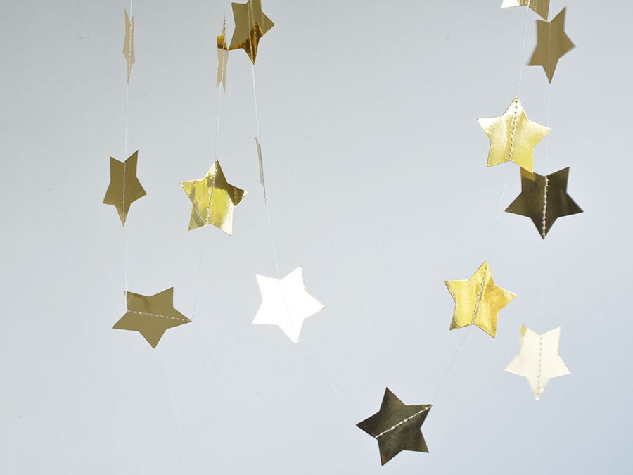 GOLD Star Garland Golden Glossy Star Garland Party Deco Christmas Deco ...