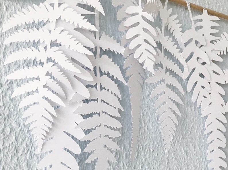 Fern paper leaf garland frond fern decor paper leaf party | Etsy