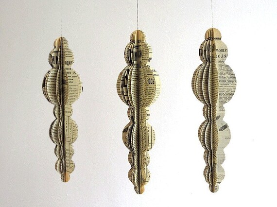 Ornament made of vintage paper upcycling by renna deluxe | Etsy