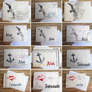 HEART Ahoi Greeting Card Made of Original Marine Chart Upcycling by ...