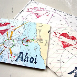 HEART Ahoi Greeting Card Made of Original Marine Chart Upcycling by ...