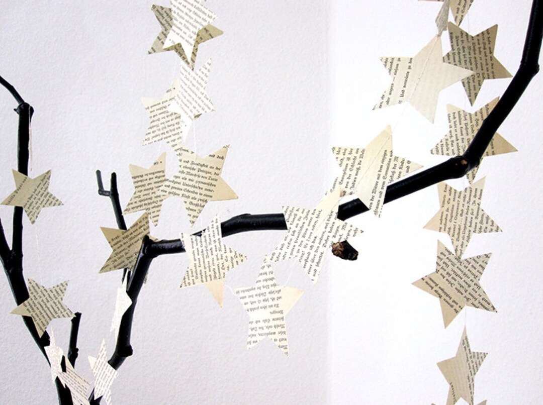 Star Garland Made of Vintage Book Pages, Paper Garland, Paper ...