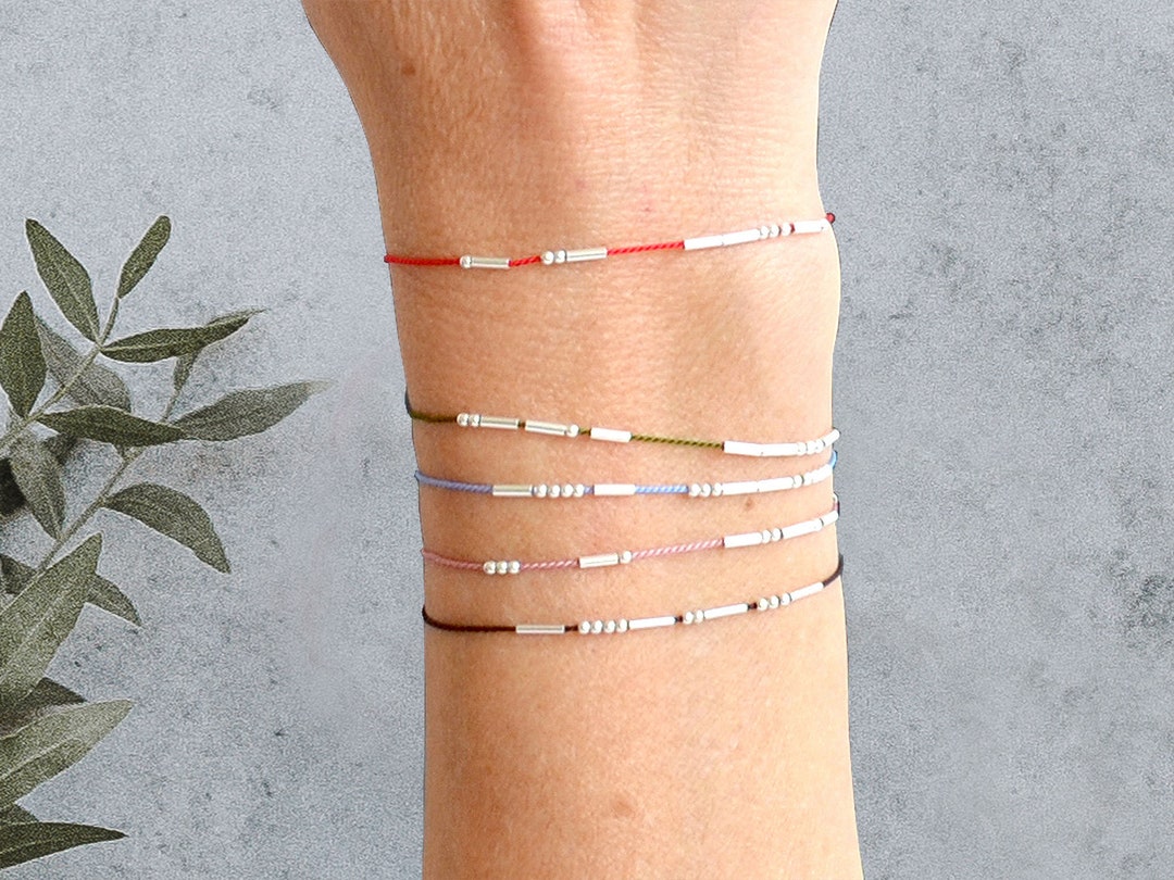 Morse Code Armband Silber Achtsamkeit Morsearmband Morsezeichen ...