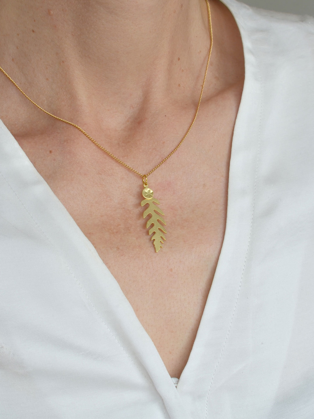 GOLD Fern Necklace and Golden Fern Leaf Pendant, Nature Jewellery ...