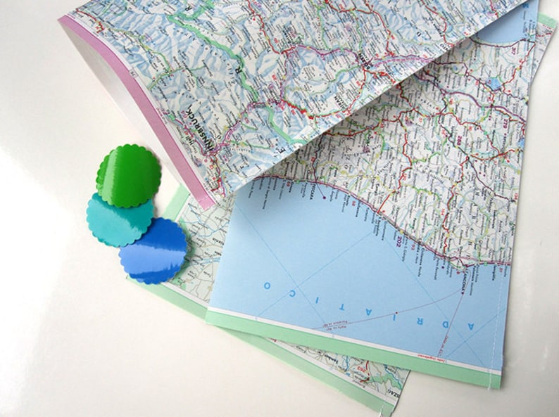 Gift Bags World Atlas Map Set of 3 Paper Bags Upcycling | Etsy