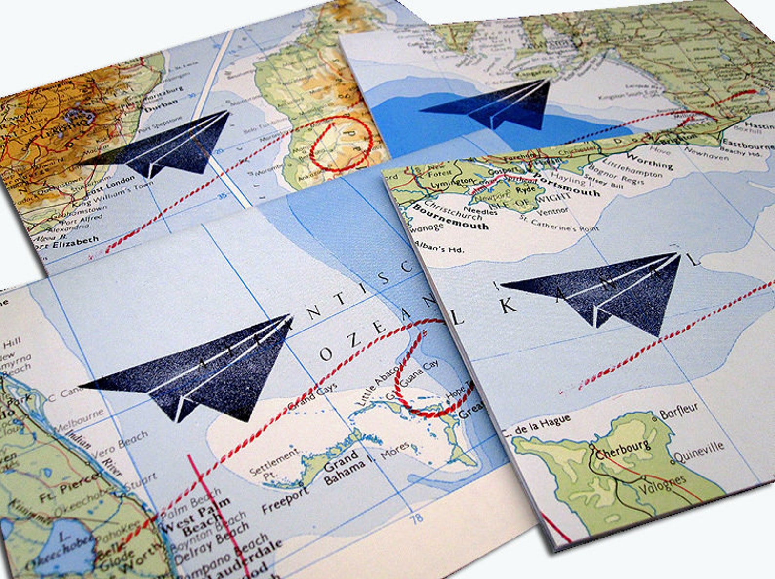 Aviator, Vintage Maps, Greeting Card, Sympathy Card, Folded Card ...