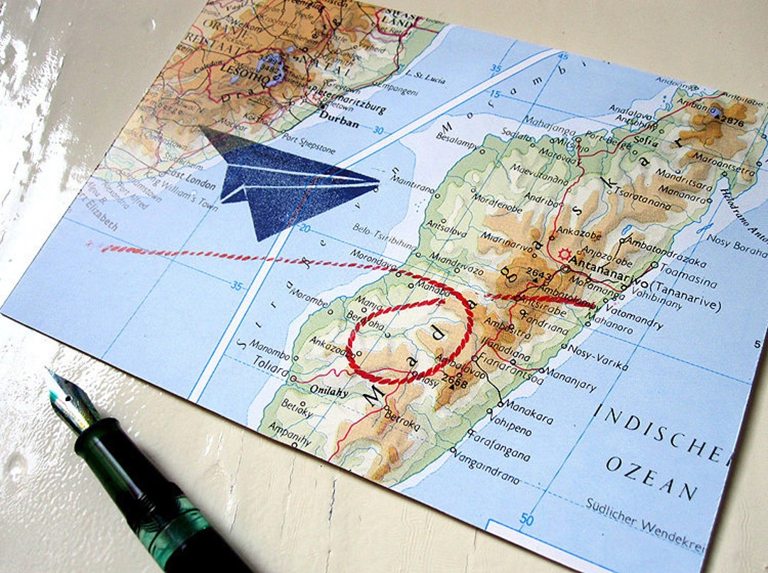 Aviator, Vintage Maps, Greeting Card, Sympathy Card, Folded Card ...