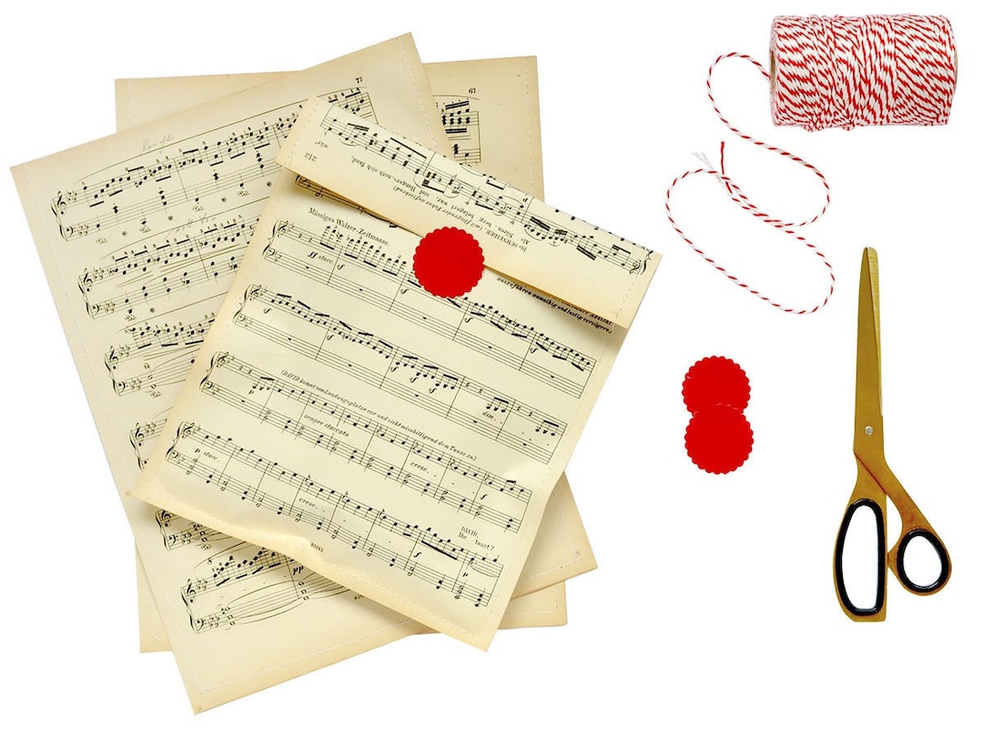 Gift Bags Made of Music Notes, Set of 3 Paper Bags Upcycling Vintage ...