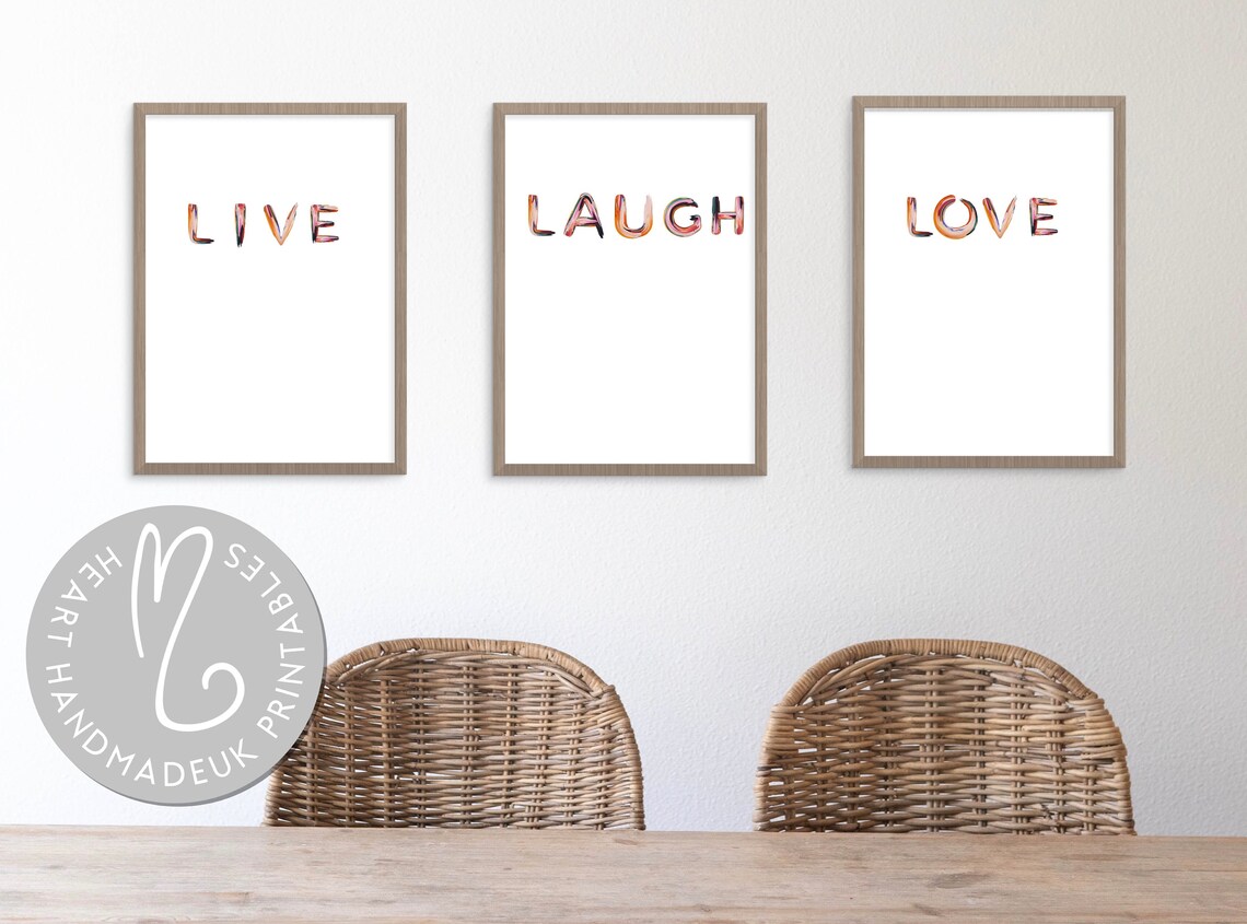 Live Laugh Love 3 Wall Prints Printable Wall Art Wall Art - Etsy