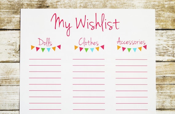 Printable Wishlist Wishlist for Girls Birthday Wishlist | Etsy