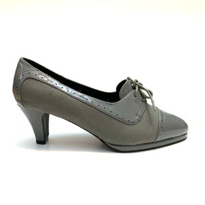 Vintage 1990s Gray Vegan Leather High Heel Oxfords // Lace up 70s Style ...