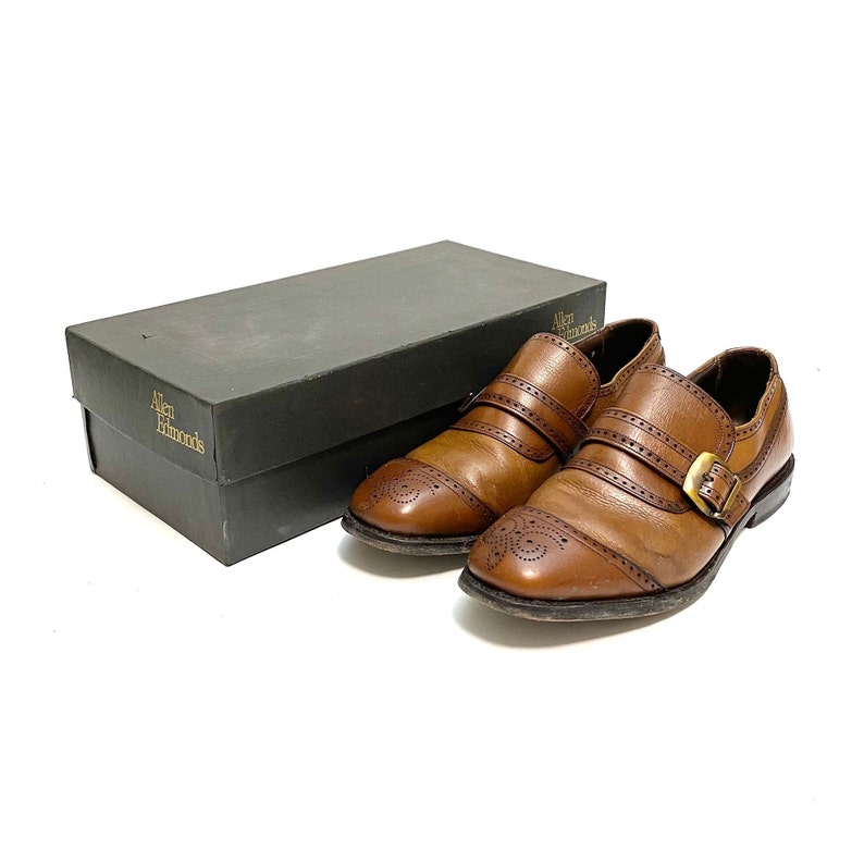 Vintage 1990s Mens Buckle Brogues // Brown Two Tone Leather - Etsy