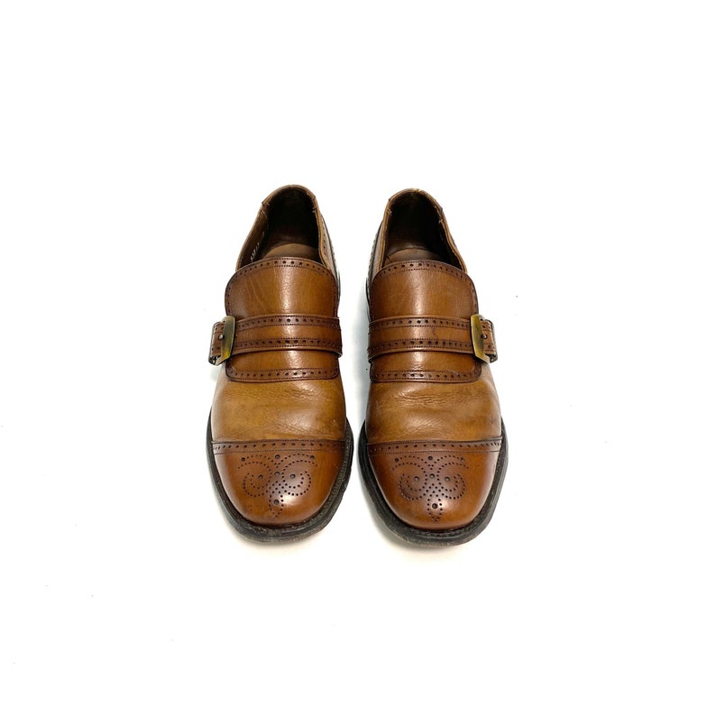 Vintage 1990s Mens Buckle Brogues // Brown Two Tone Leather - Etsy