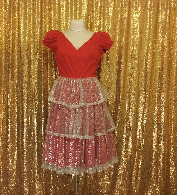 Vintage Red Country Western Dress // Square Dance Par… - Gem